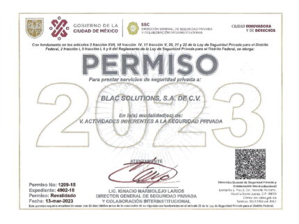 Permiso ssp cdmx - Blac - Expertos en Prevención y Administracion de Riesgos